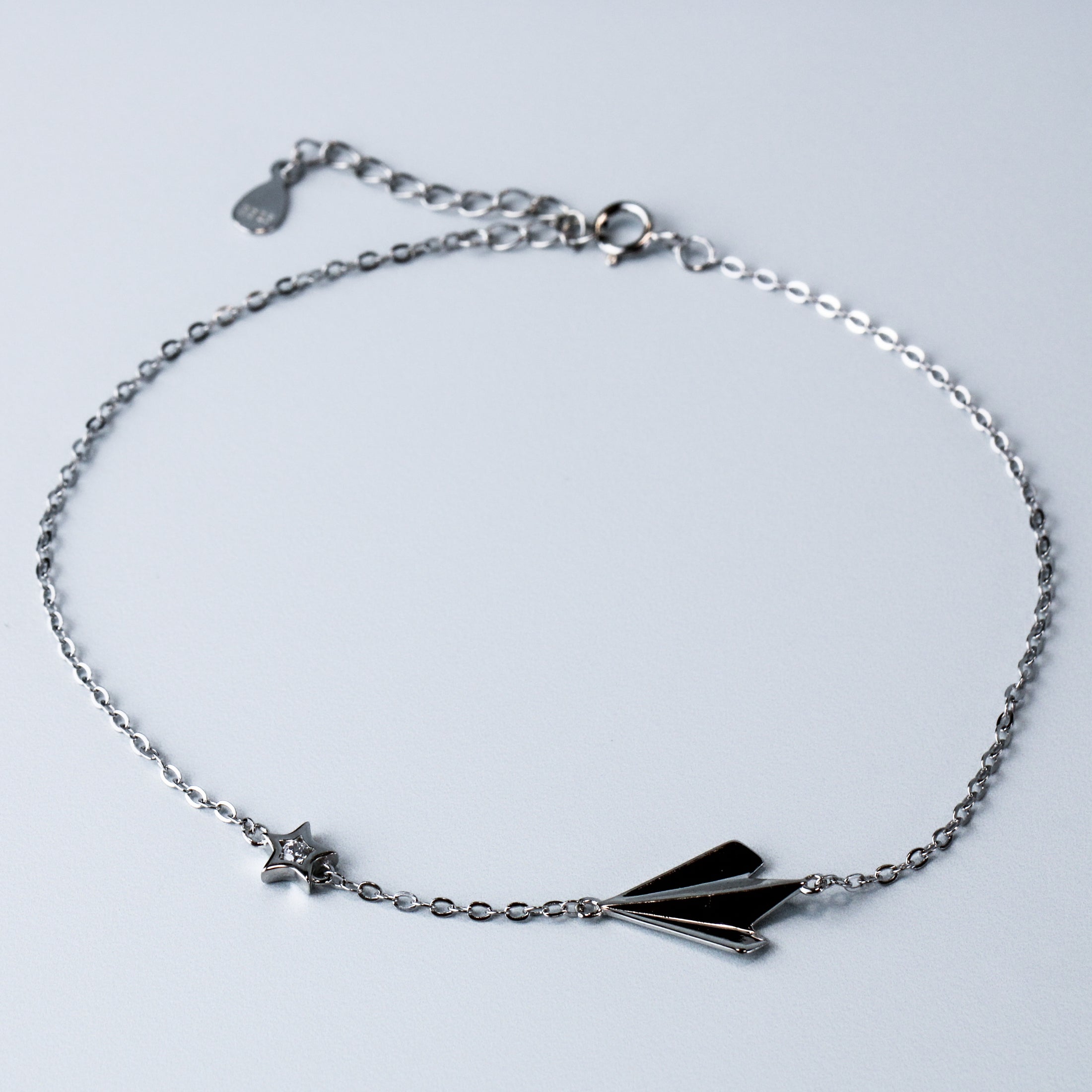 Sterling Silver Paper Plane Charm Anklet – Chic Stories