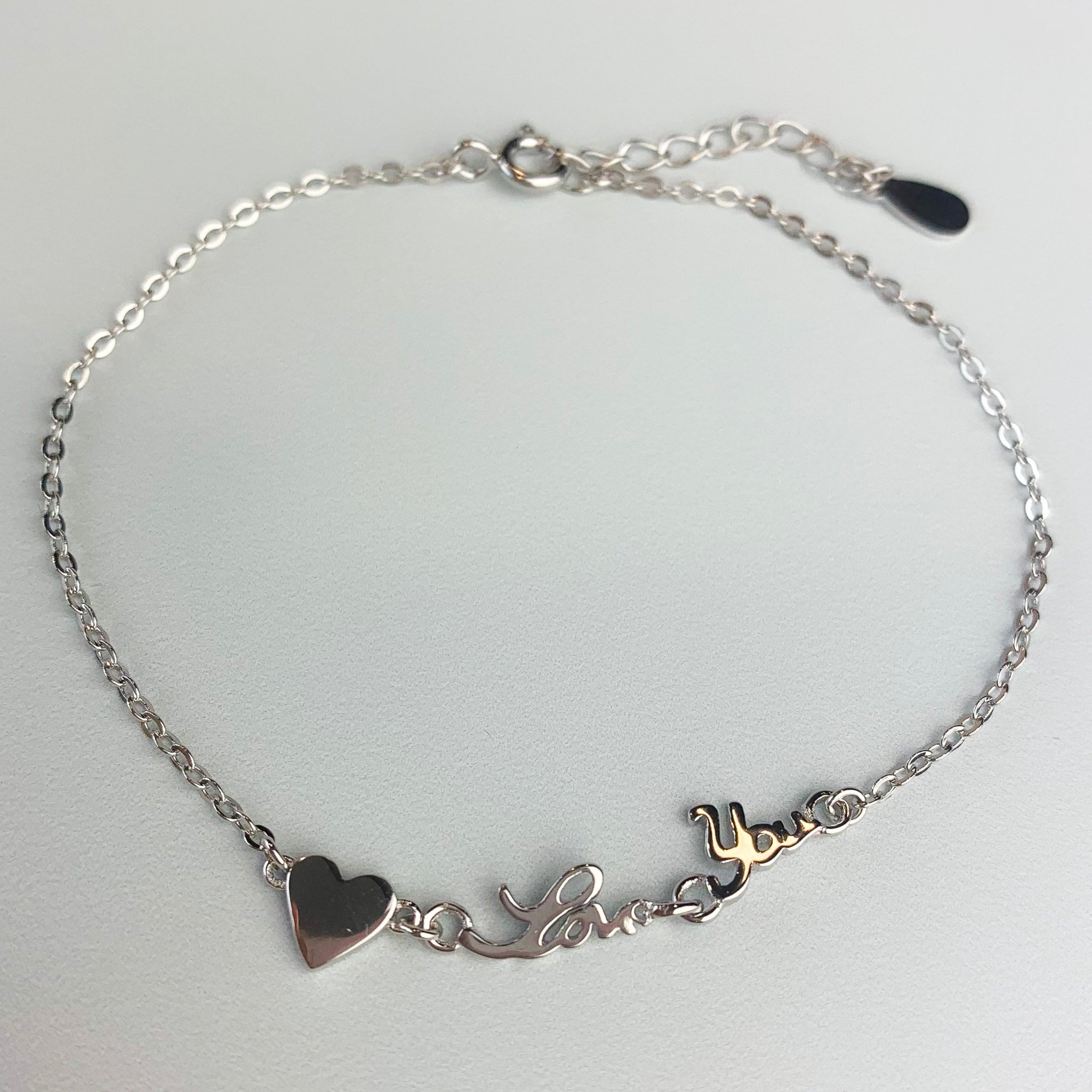 Sterling Silver 'Love You' Heart Charm Bracelet – Chic Stories