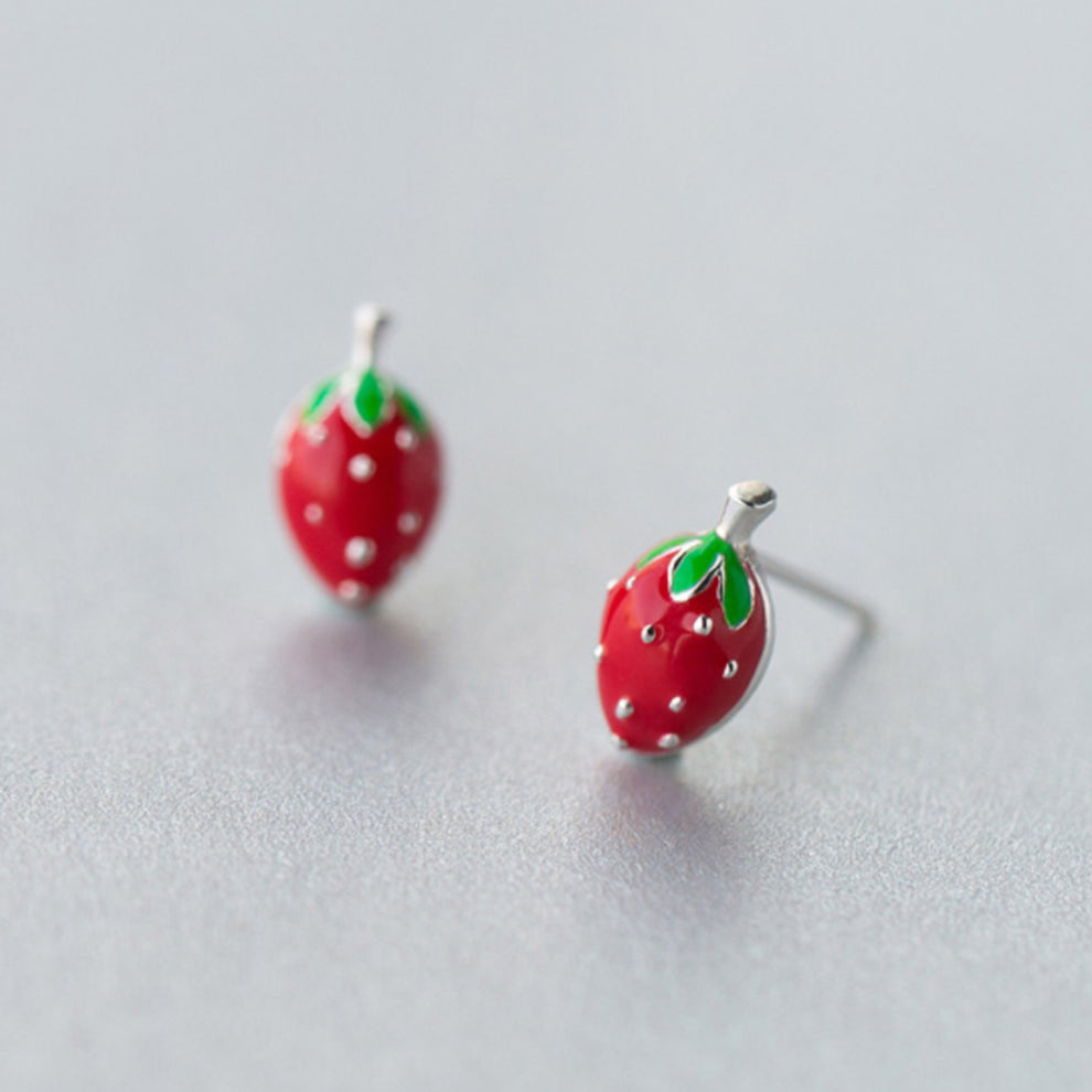 Sterling Silver Strawberry Stud Earrings – Chic Stories