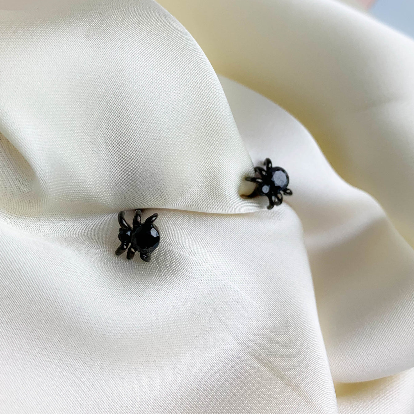 Sterling Silver Black Crystal Spider Stud Earrings – Chic Stories