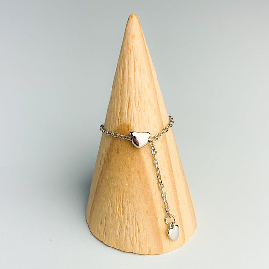 Sterling Silver Adjustable Chain Heart Ring – Chic Stories
