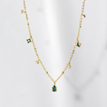 Gold Green Crystal Chain Necklace – Chic Stories