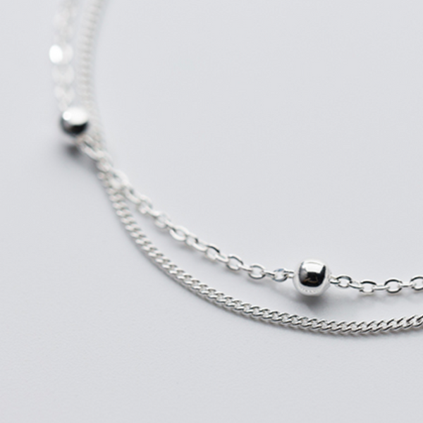 Sterling Silver Beaded Double Chain Bracelet – Chic Stories